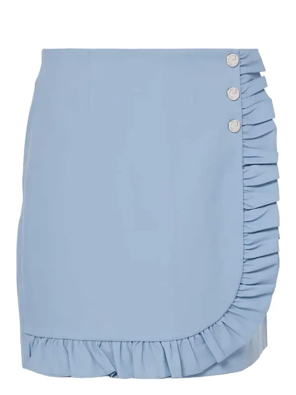 Tory Burch Ruffled Twill Miniskirt - Blue