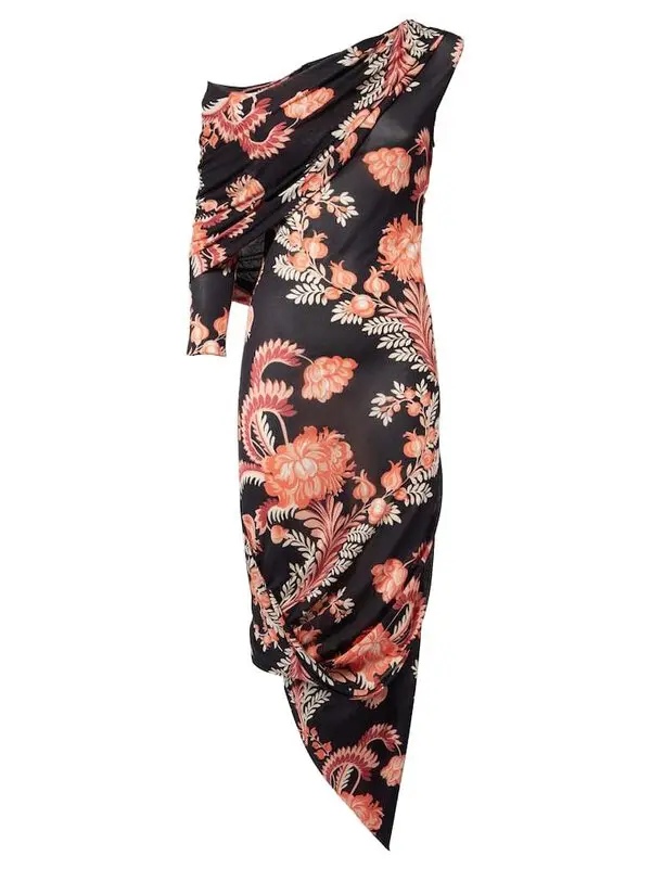 Etro Floral Draped Midi Dress - Multicoloured