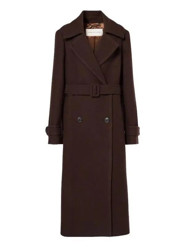 Dries Van Noten Belted Wool Coat - Brown
