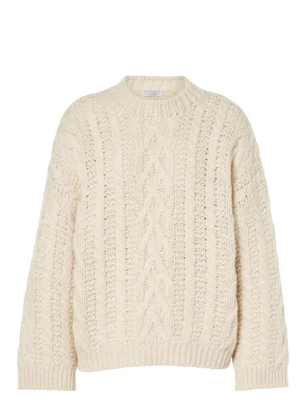 Brunello Cucinelli Wool And Cashmere Pullover Sweater - Beige