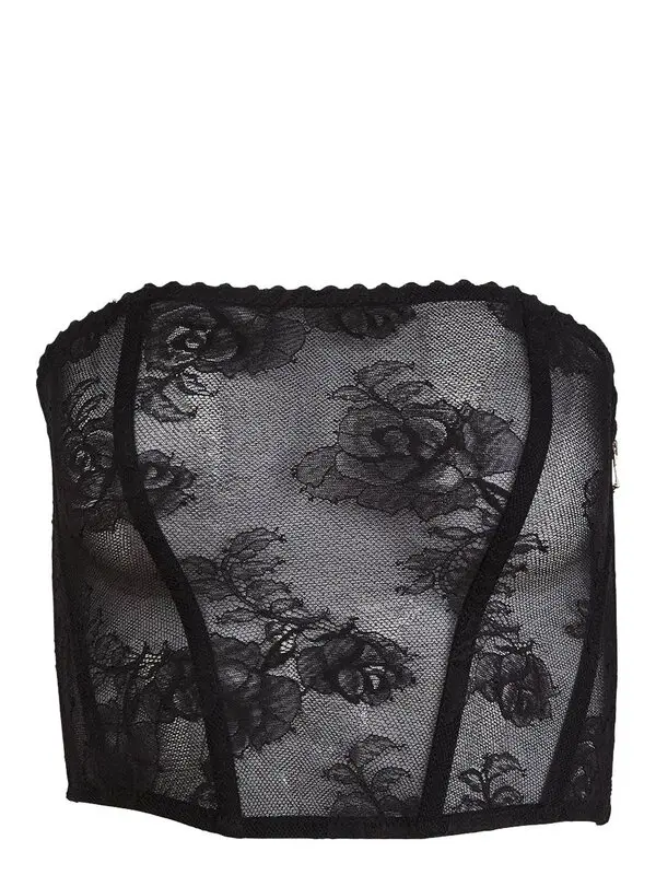 FLEUR DU MAL Bouquet Lace Corset Top - Black