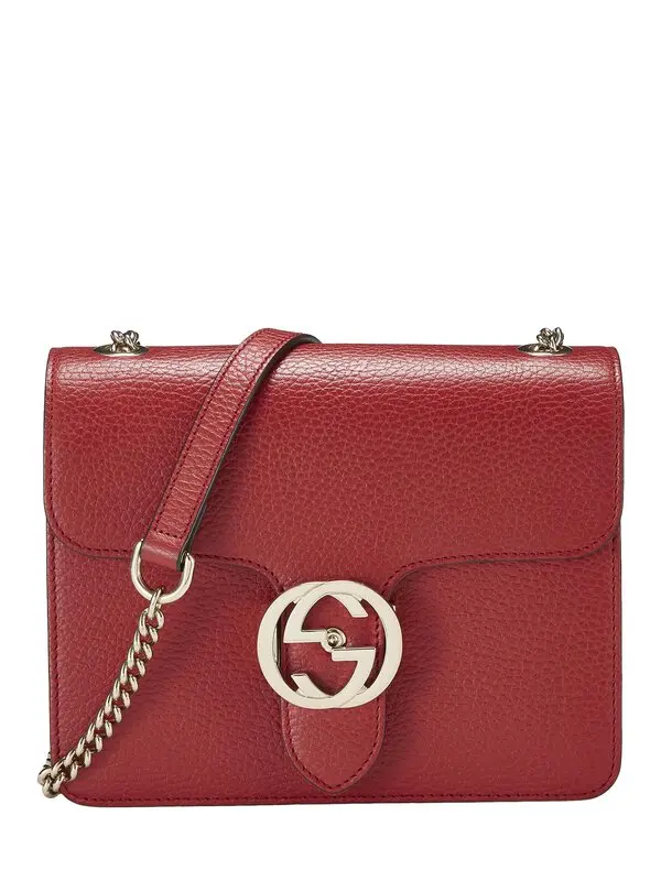 Gucci Leather Interlocking Crossbody - Red