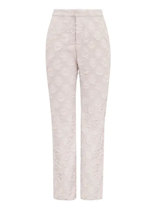MISTRESS ROCKS Textured Floral-embellished Trousers - Taupe