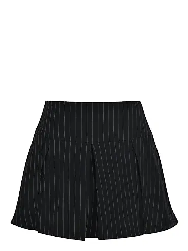 MISTRESS ROCKS Pleated Pinstriped Mini Skirt - Black