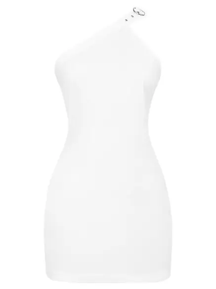 MISTRESS ROCKS Asymmetric Cotton Mini Dress - White