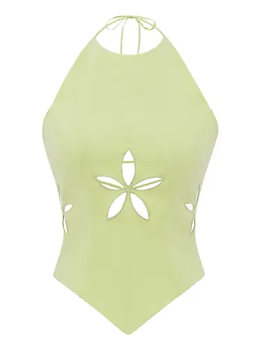 MISTRESS ROCKS Cut-out Halterneck Top - Matcha