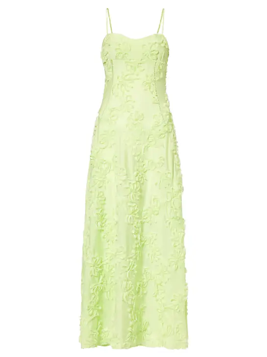 AMY LYNN Floral Patch Embellishment Woven Maxi Dress - Green