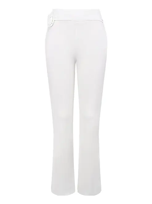 MISTRESS ROCKS Floral-embellished Flared High-rise Trousers - Ivory