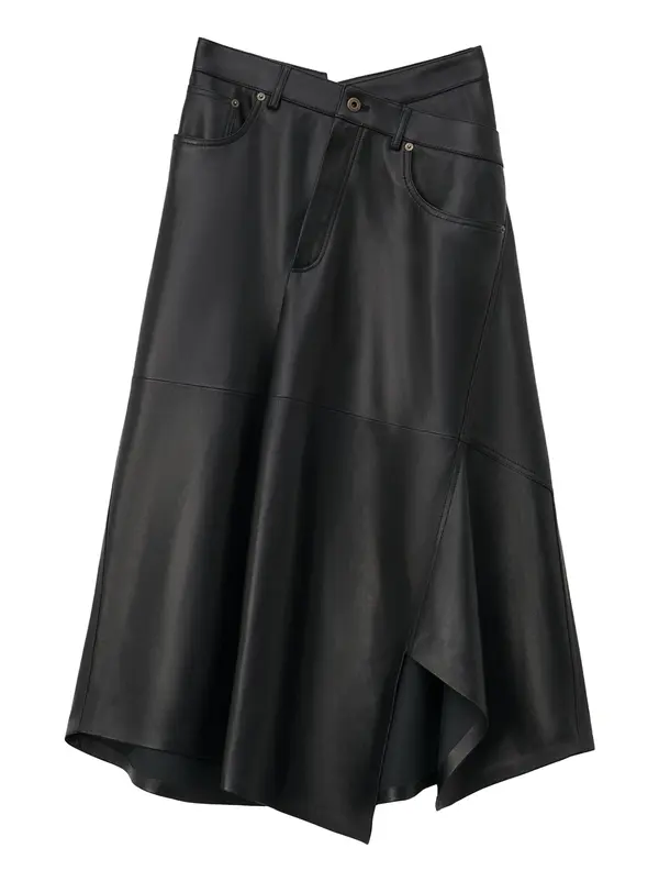 Loewe Asymmetric Midi Skirt - Black