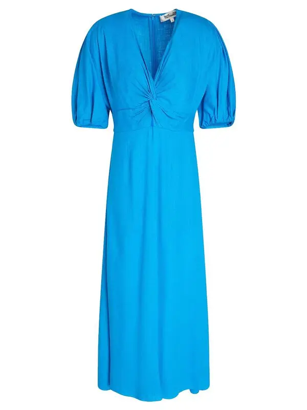 Diane Von Furstenberg Majorie Twisted Woven Midi Dress - Azure