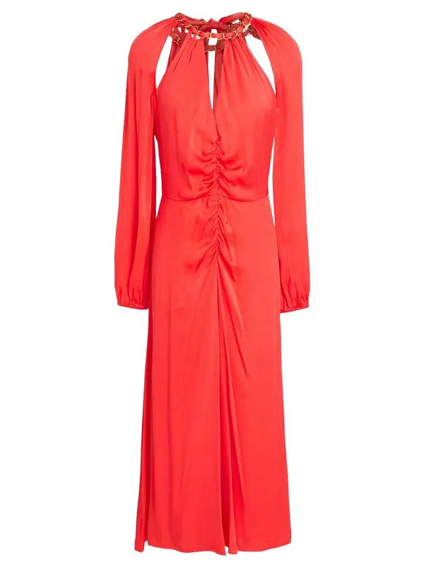 Veronica Beard Fayla Silk-blend Satin Midi Dress - Papaya