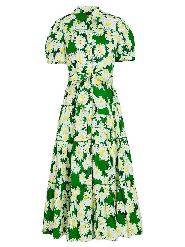 Diane Von Furstenberg Queena Floral-print Midi Shirt Dress - Green