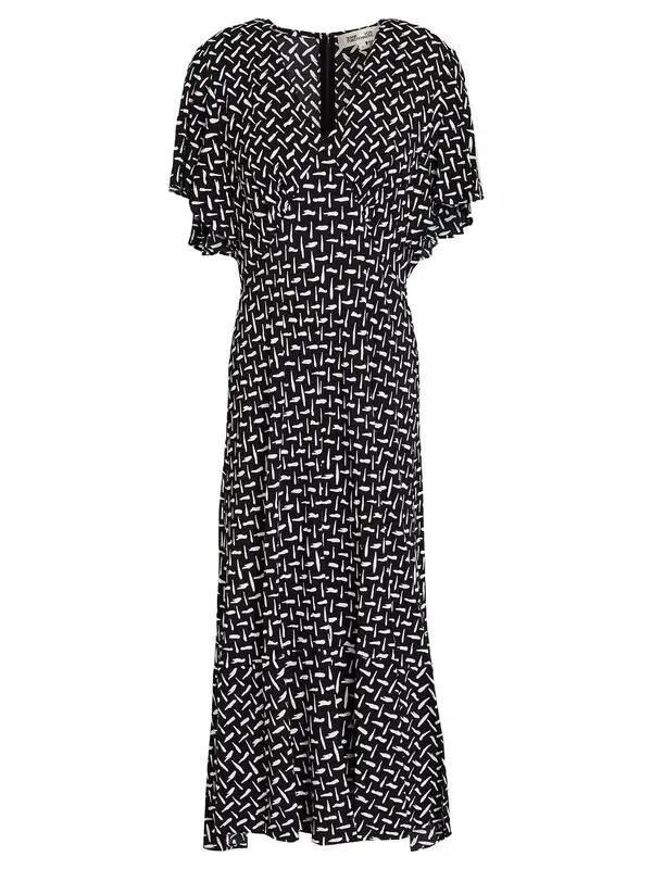 Diane Von Furstenberg Cecelia Printed Crepe Midi Dress - Black