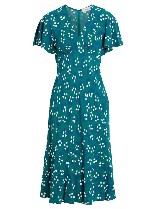 Diane Von Furstenberg Celia Floral-print Crepe Midi Dress - Emerald