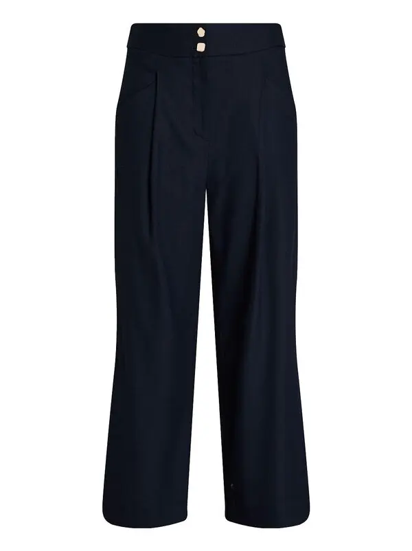 Veronica Beard Kuna Cropped Linen-blend Wide-leg Pants - Navy