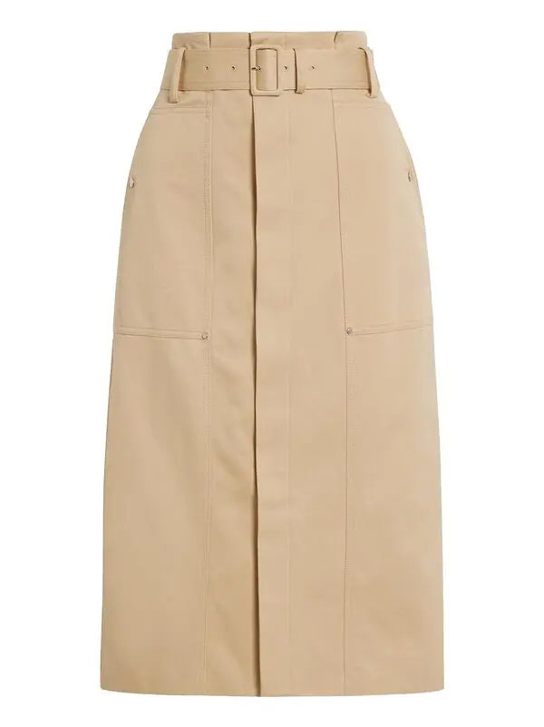 A.L.C. Maia Belted Cotton-twill Midi Skirt - Beige