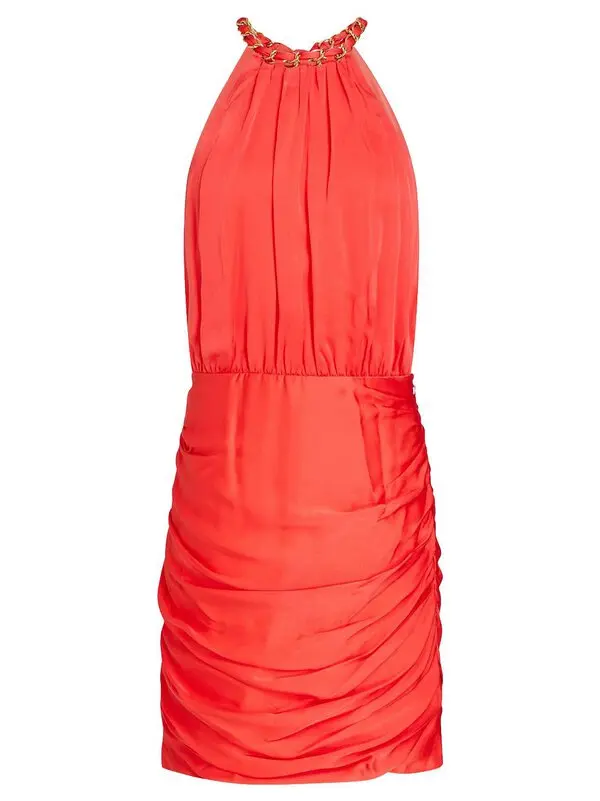 Veronica Beard Kalita Ruched Mini Dress - Papaya