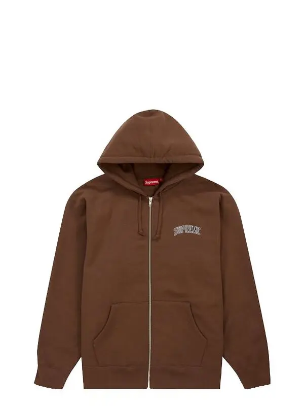 Supreme Zip Up Hooded Sweatshirt - Brown