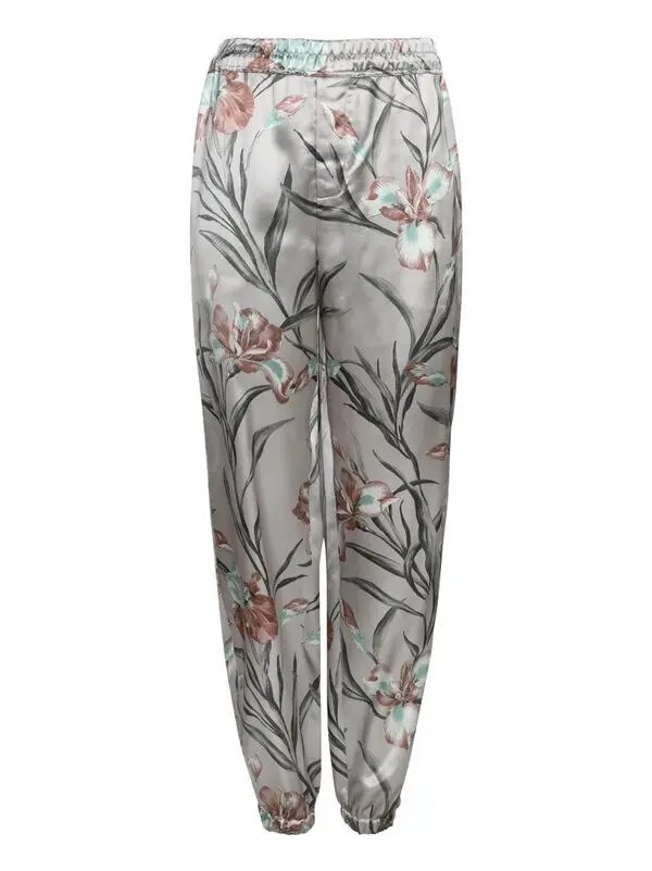 Saint Laurent Floral Satin Joggers - Grey
