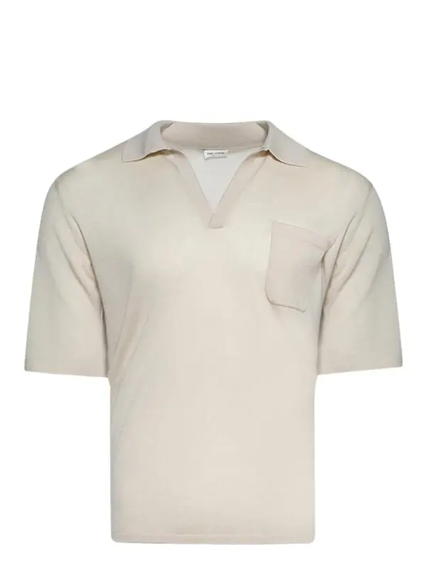 Saint Laurent Cassandre Wool Polo Shirt - Ecru