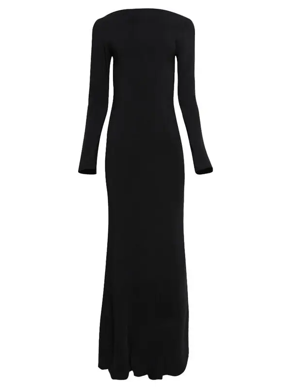 MUGLER Backless Buckled Crepe Gown - Black