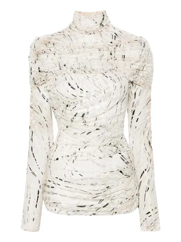 MUGLER Dã©vorã© Velvet Ruched Top - Off-white