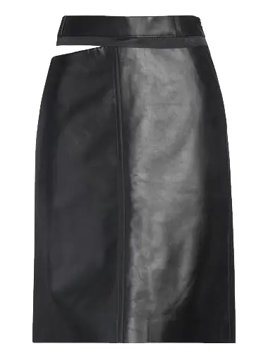 Fendi Midi Calfskin Pencil Skirt - Black