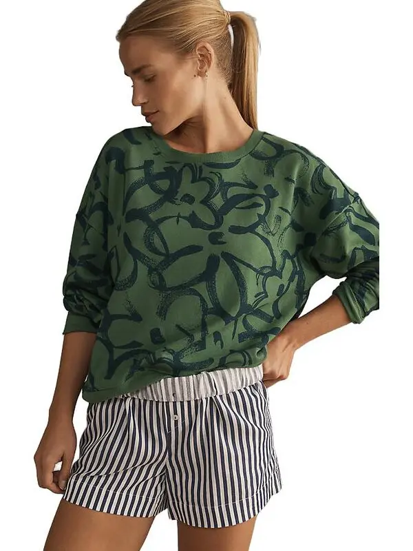 Maeve Floral Print Sweatshirt - Green