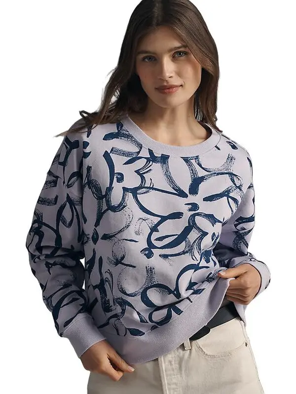 Maeve Floral Print Sweatshirt - Pastel Lilac/medieval Blue
