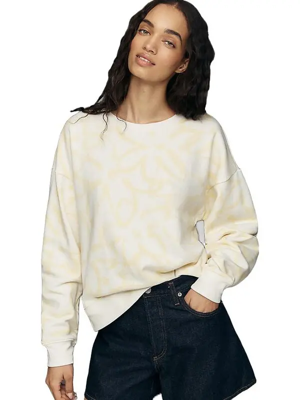 Maeve Floral Print Pullover Sweatshirt - Yellow