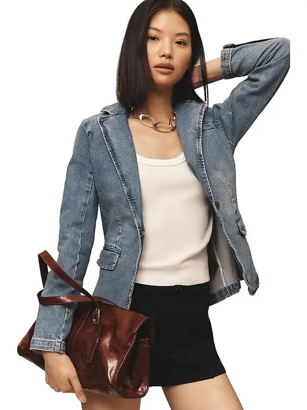 DEAR JOHN Denim Blazer Jacket - Light Denim