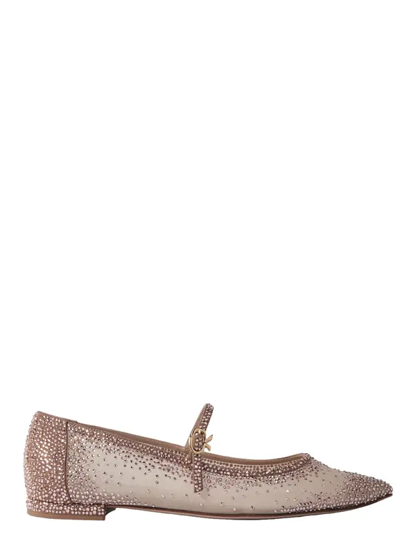 GIANVITO ROSSI Rania Crystal-embellished Ballet Flats - Neutrals