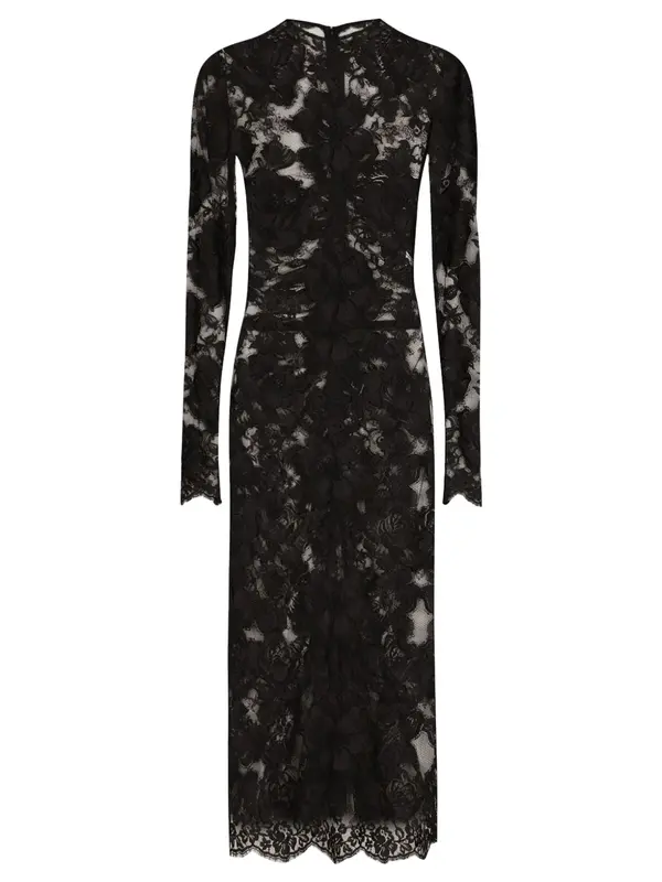 Dolce & Gabbana Lace Midi Dress - Black