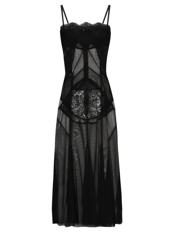 Dolce & Gabbana Semi-sheer Lace Dress - Black