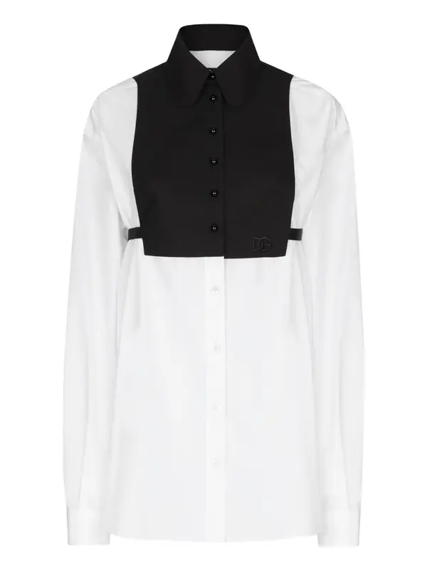 Dolce & Gabbana Bib-detail Oversized Shirt - White