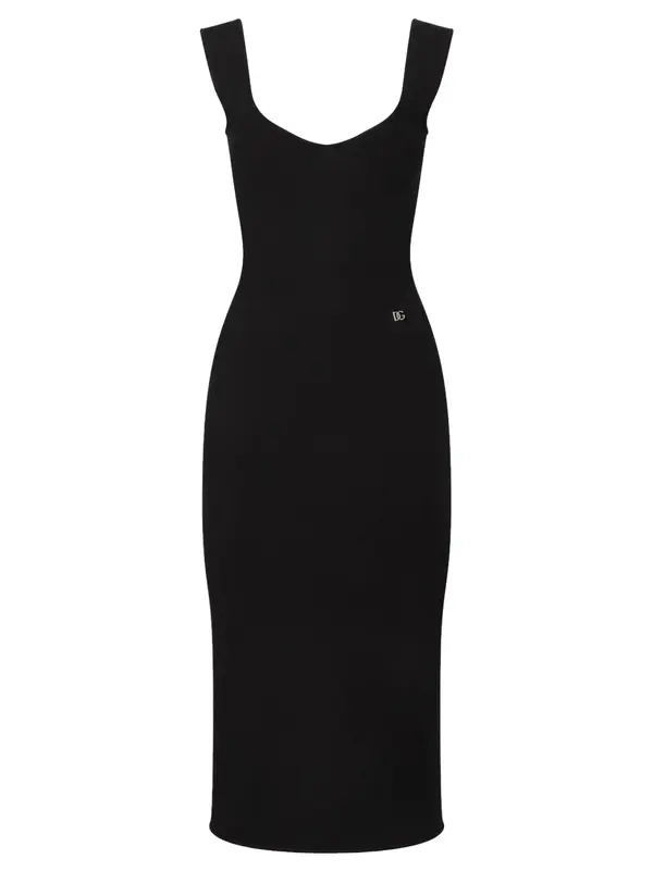 Dolce & Gabbana Layered-neck Midi Dress - Black