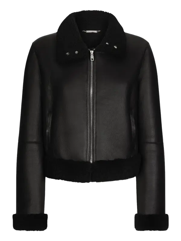 Dolce & Gabbana Lambskin Biker Jacket - Black