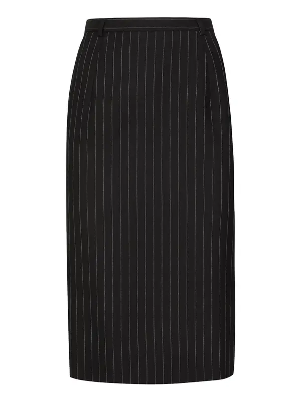 Dolce & Gabbana Pinstripe Virgin Wool Skirt - Black