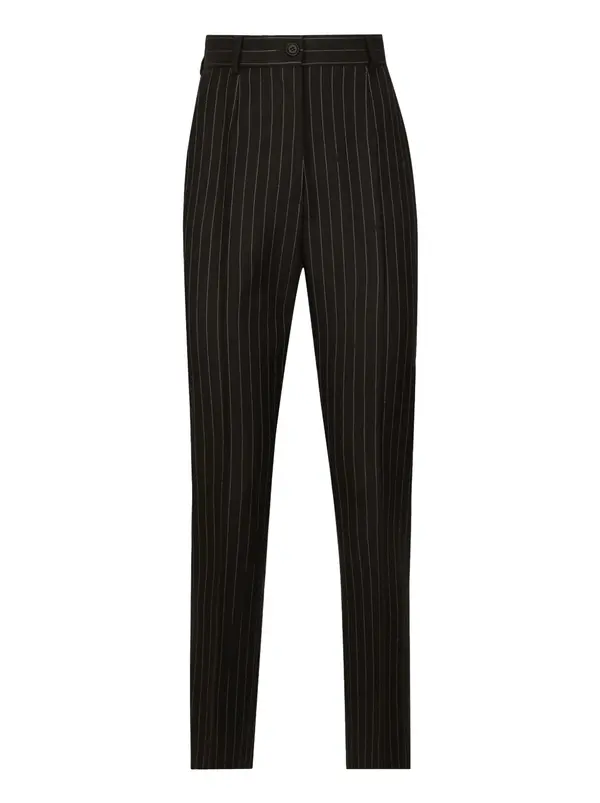 Dolce & Gabbana Tailored Pinstripe Wool Trousers - Black
