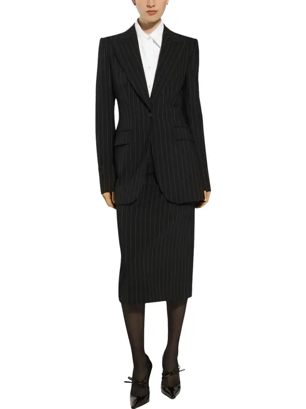 Dolce & Gabbana Pinstriped Calf-length Skirt - Black