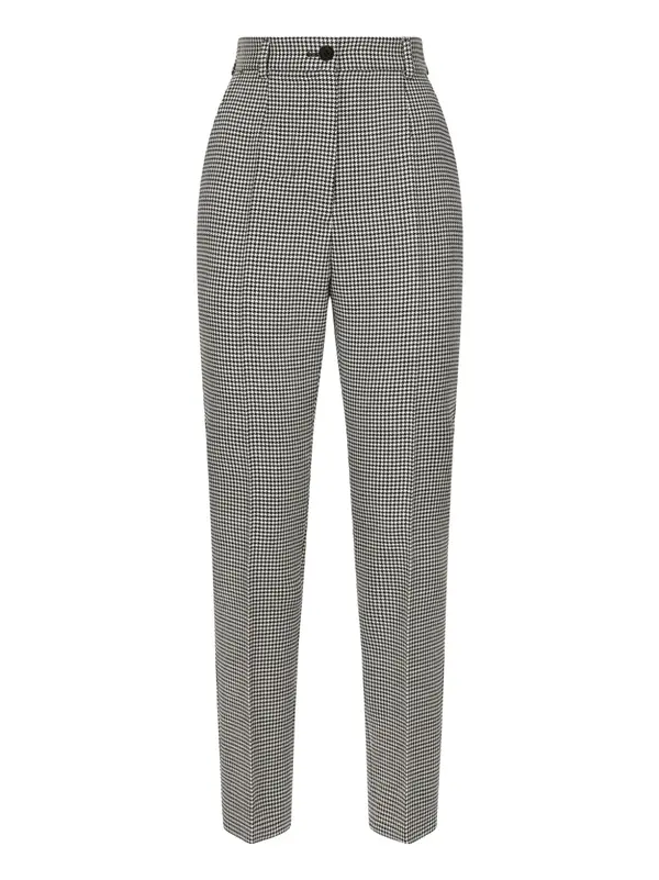Dolce & Gabbana Houndstooth Wool Trousers - Brown