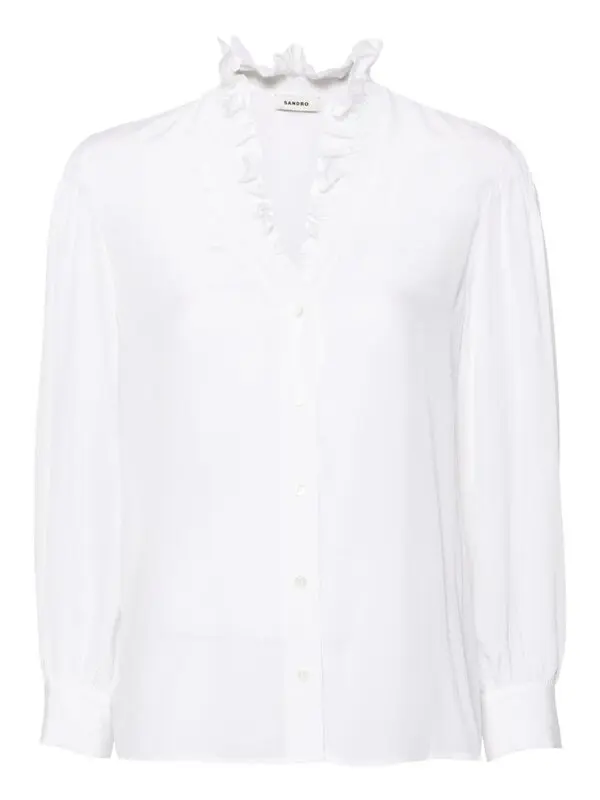 Sandro Ruffle-detail Shirt - White