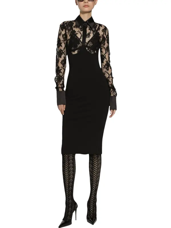 Dolce & Gabbana Panelled Lace Dress - Black