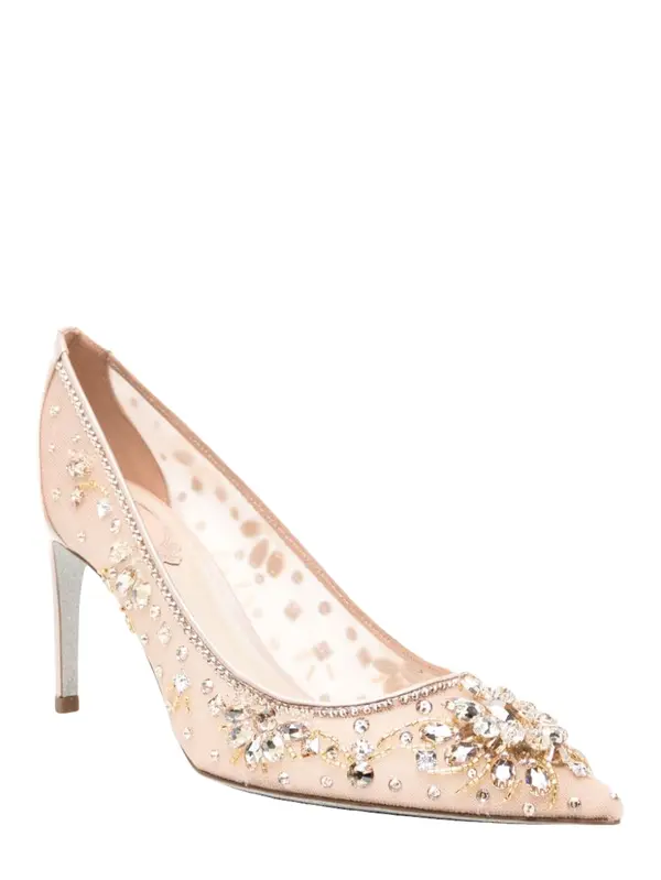 Rene Caovilla 80mm Crystal-embellished Pumps - Brown