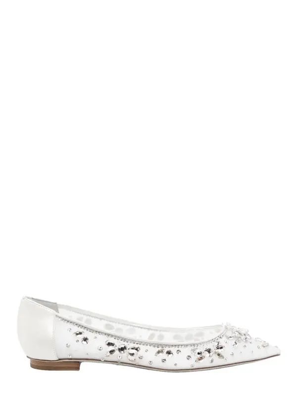 Rene Caovilla Crystal-embellished Ballerina Shoes - White