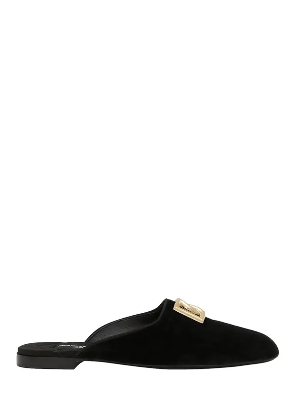 Dolce & Gabbana Dna Logo Plaque Slippers - Black