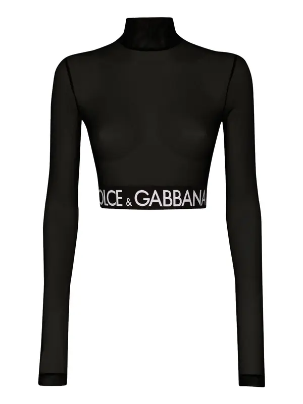 Dolce & Gabbana Roll-neck Tulle Top - Black