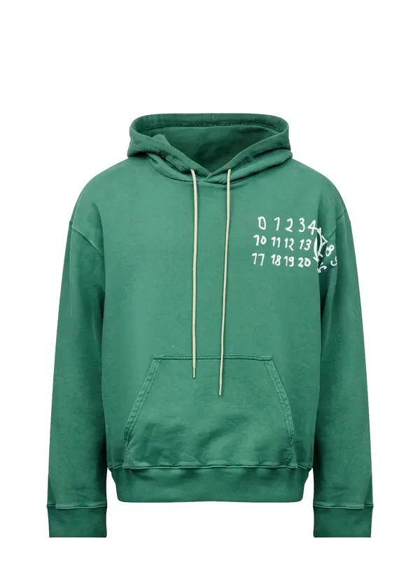 MAISON MARGIELA Numbers-motif Cotton Hoodie - Green