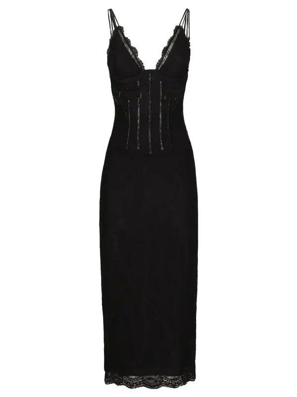 Dolce & Gabbana Lace-trimmed Slip Dress - Black
