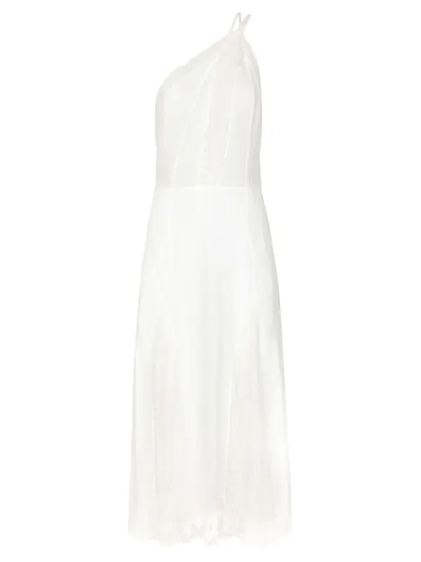 Dolce & Gabbana One-shoulder Lace Midi Dress - White